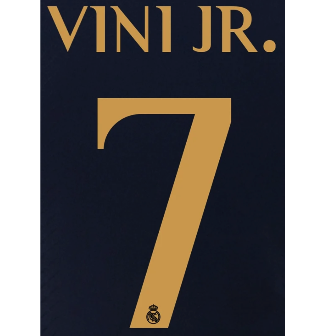 Real Madrid Vini Jr 23/24 Away Name and Number Set - Niky's Sports