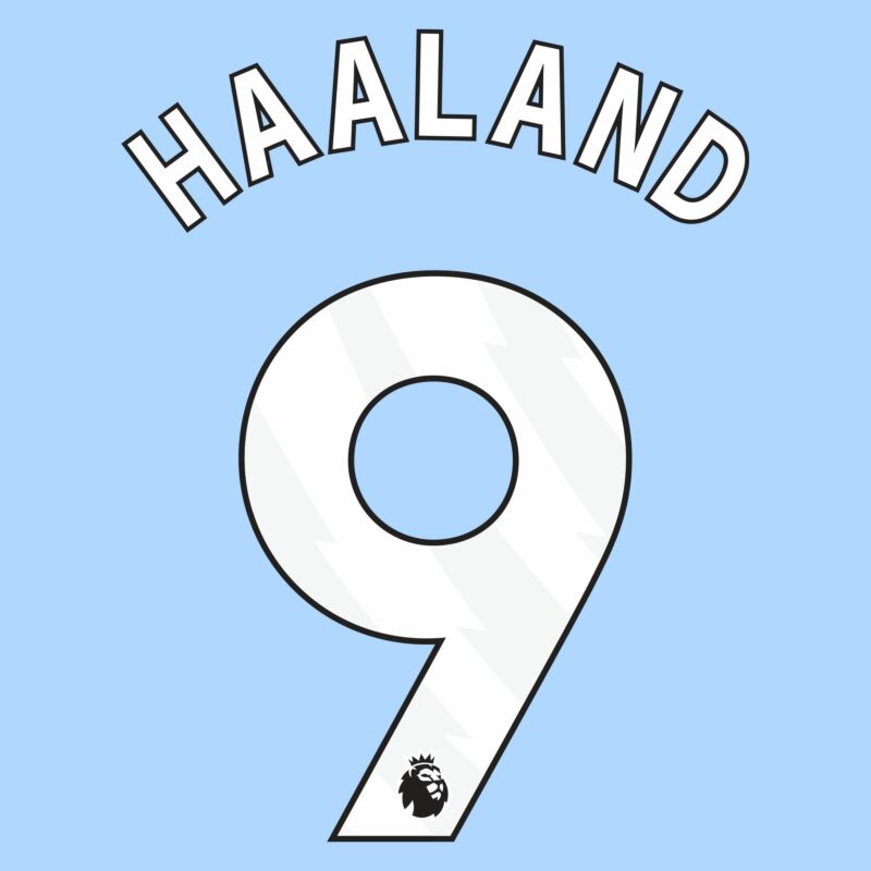 EPL Haaland 23/24 White OFFICIAL NAME AND NUMBER SETS - Niky's Sports